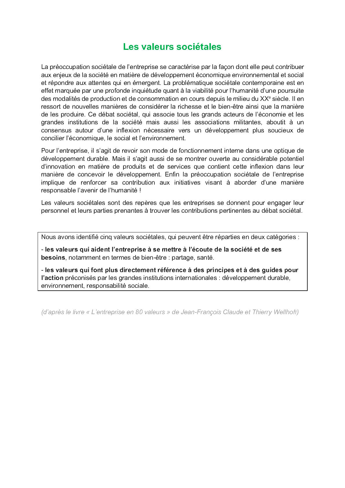 Les valeurs sociétales - Hommes et Projets - société de consultants